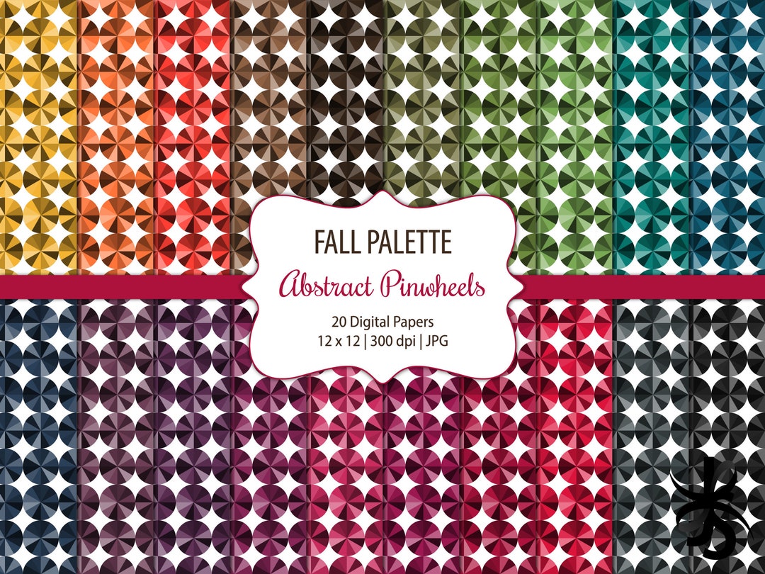 Abstract Pinwheels-fall Colors-digital Scrapbook Papers-commercial Use ...