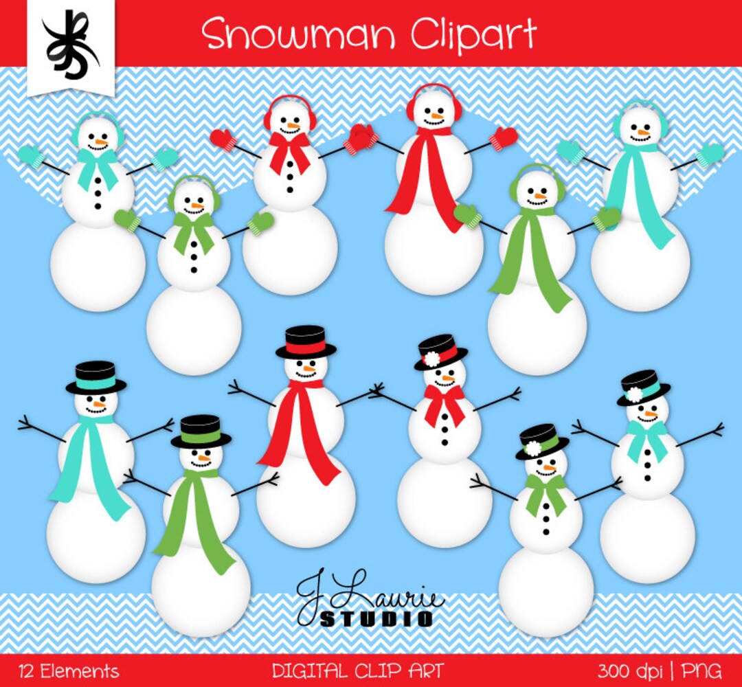 Digital Clipart-holiday Snowmen-christmas-snowman Clip Art-scarf-girl ...