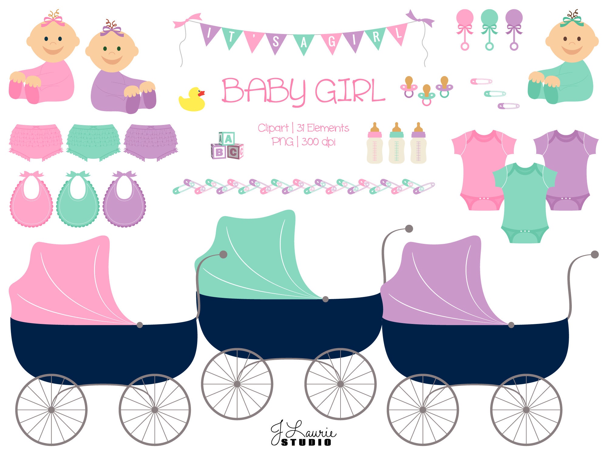 Baby Girl-digital Clipart-commercial Use-scrapbook - Etsy