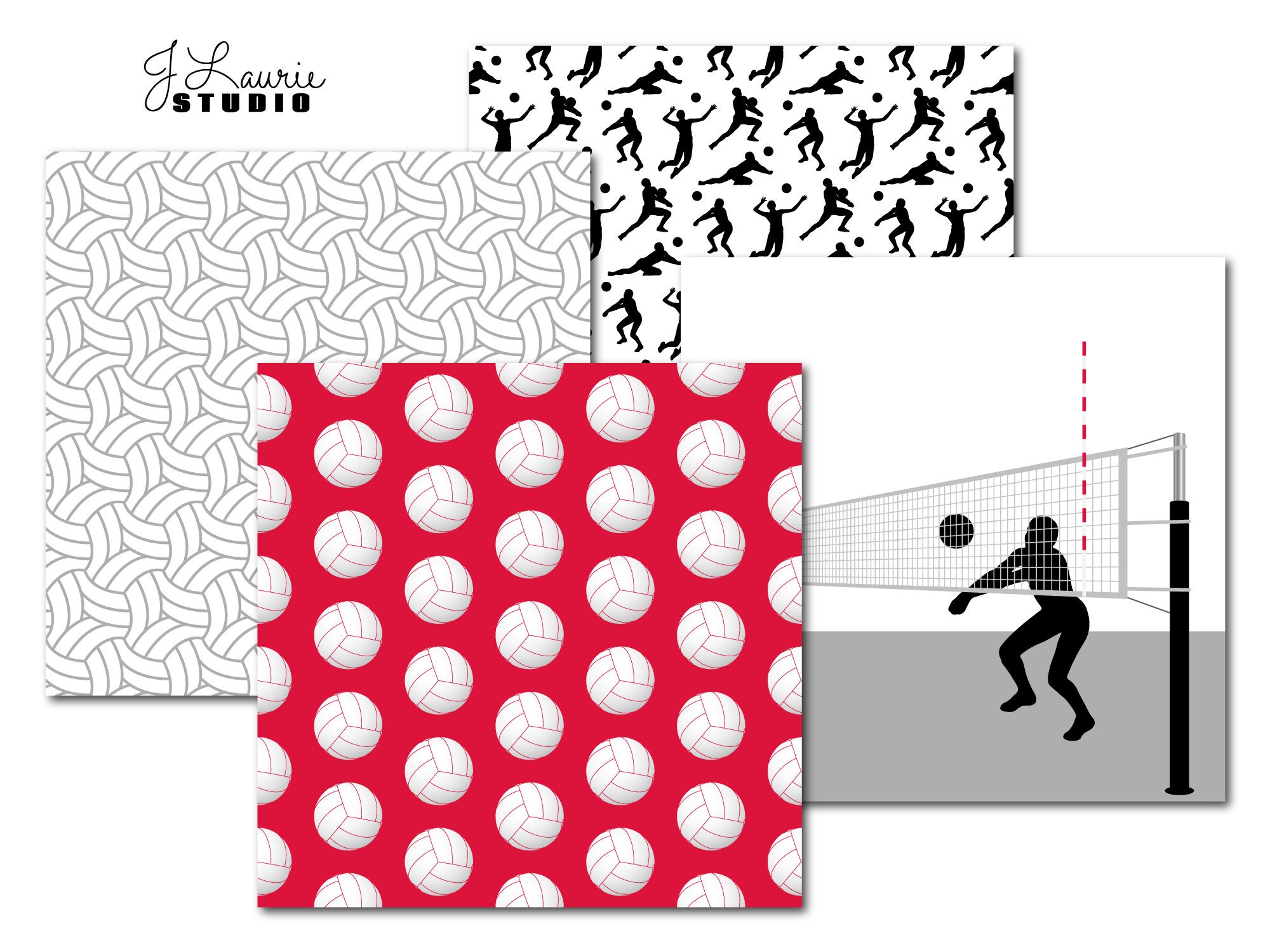 Volleyball-digital Scrapbook Papers-commercial Use-school | Etsy