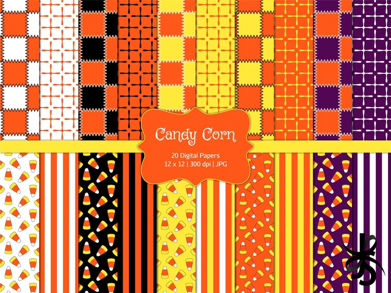 Candy Corn-Halloween Digital Scrapbook Papers-Commercial | Etsy
