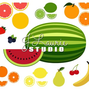 Fruit Digital Clipart-bananas-grapes-watermelon-pineapple-fruit Slice ...