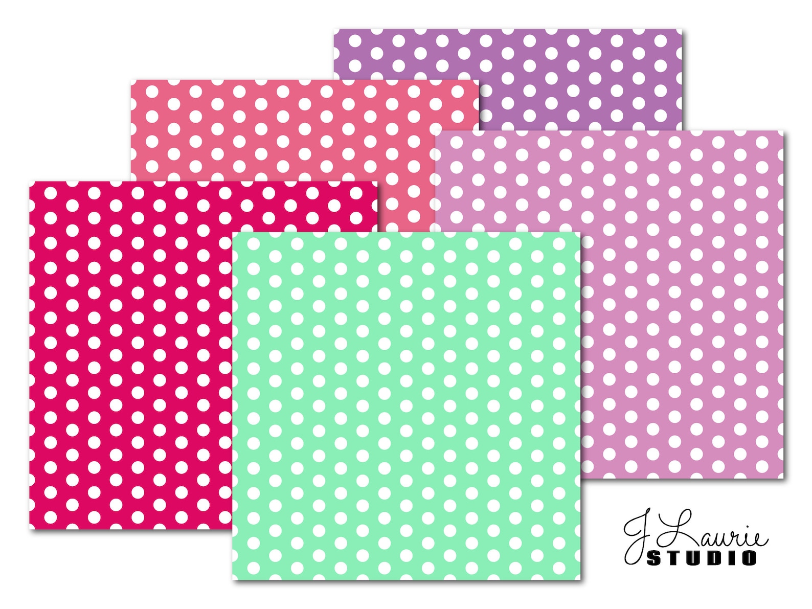 Polka Dots-springtime-digital Scrapbook Papers-commercial - Etsy