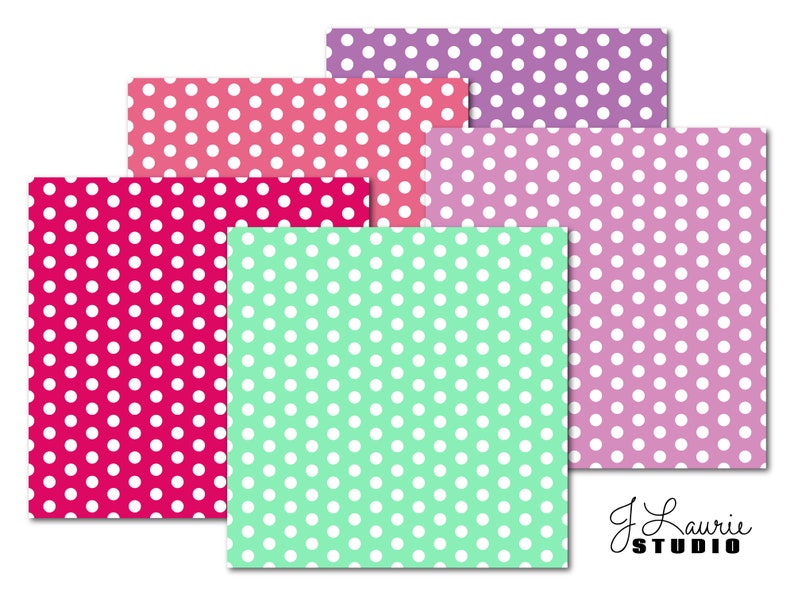 Polka Dots-springtime-digital Scrapbook Papers-commercial | Etsy