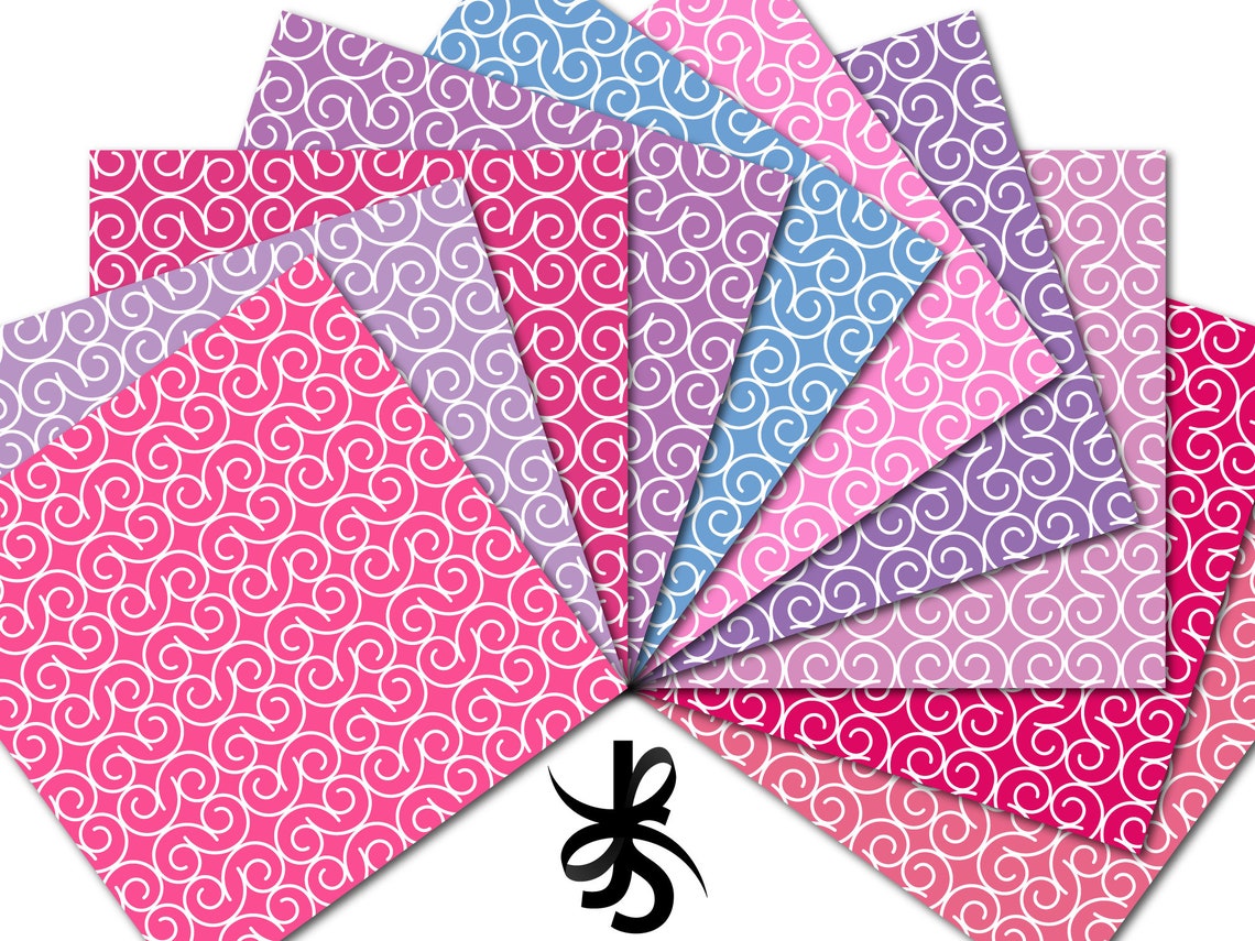 Fancy Swirls-springtime-digital Scrapbook Papers-commercial - Etsy
