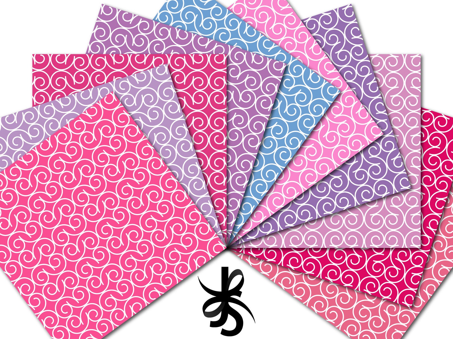 Fancy Swirls-springtime-digital Scrapbook Papers-commercial Use ...