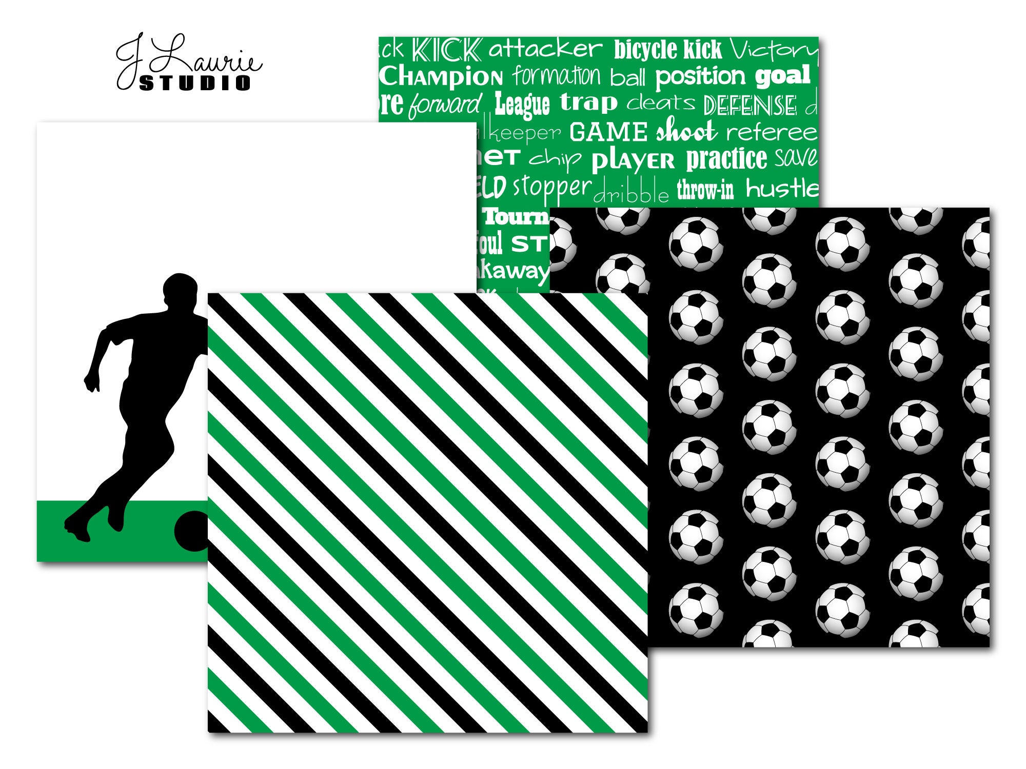 Soccer-digital Scrapbook Papers-commercial Use-net-ball-football-field ...