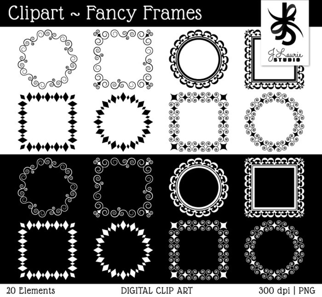 Fancy Frames Digital Clipart-square Frames-round Frames-scrapbooking ...