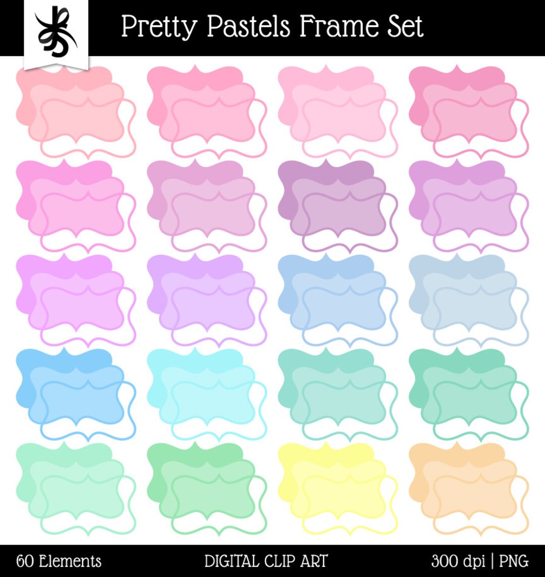 Digital Clipart Frames-pretty Pastels-frames-text Boxes-baby-borders ...
