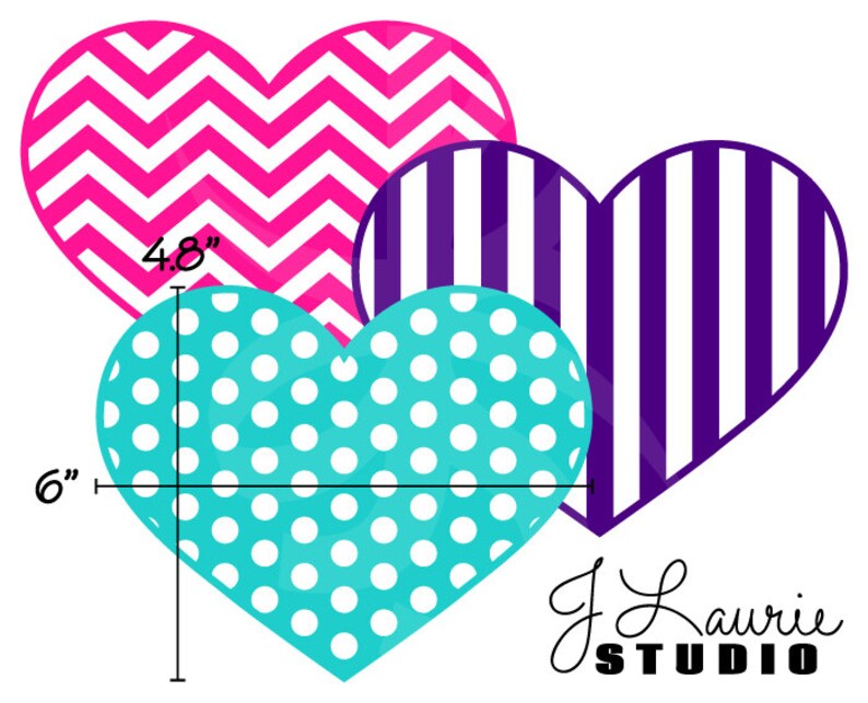 Digital Clipart-patterned Hearts-summer Bright - Etsy