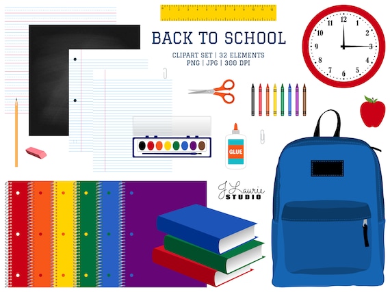 Back to School-digital Paper Clipart Set-commercial - Etsy