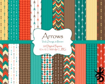 Teal Orange Brown | Etsy