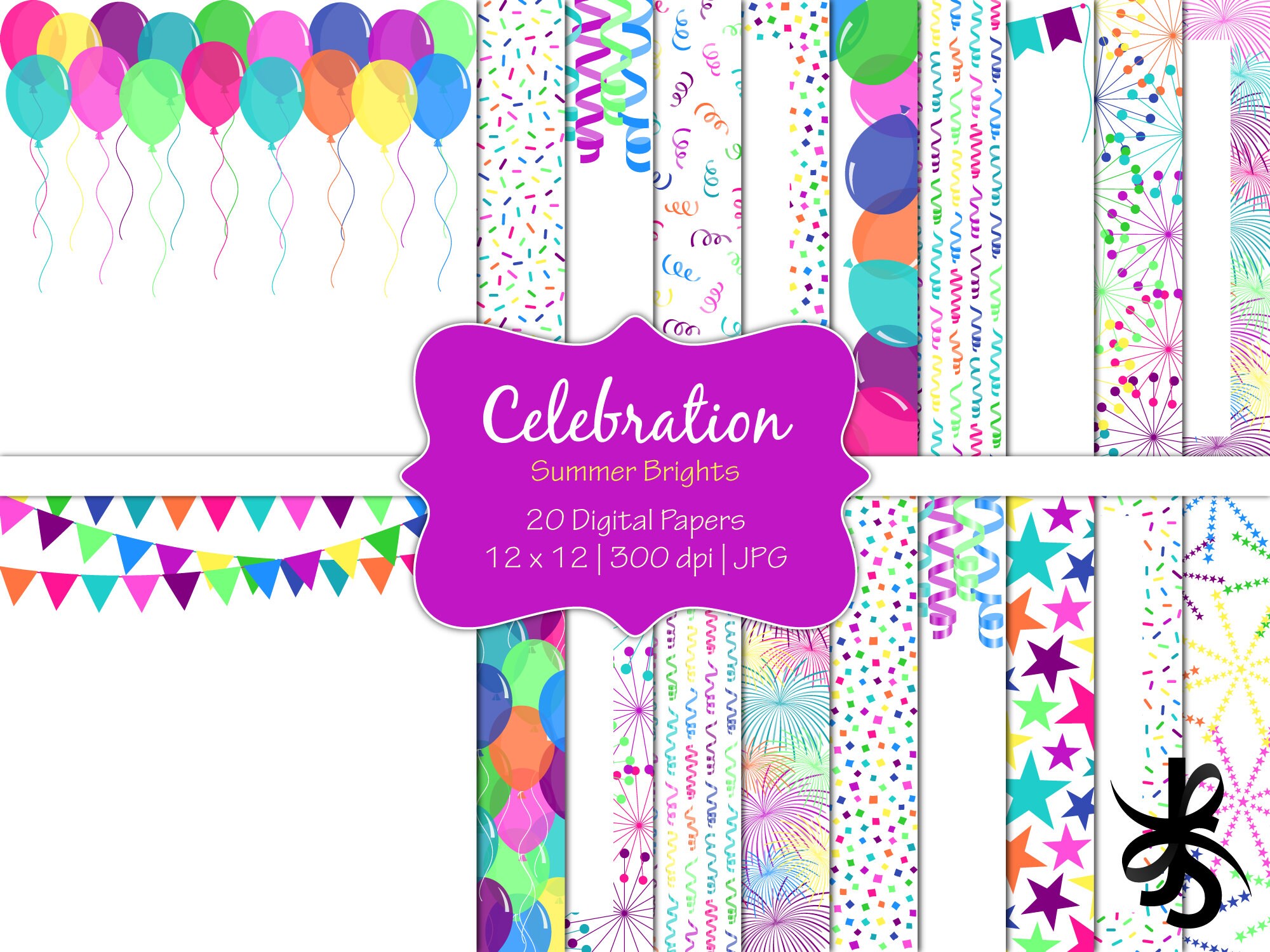 Celebration-summer Bright Colors-digital Scrapbook - Etsy
