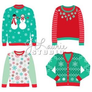Ugly Christmas Sweater Clipart-commercial Use-digital Clip Art Clothes ...