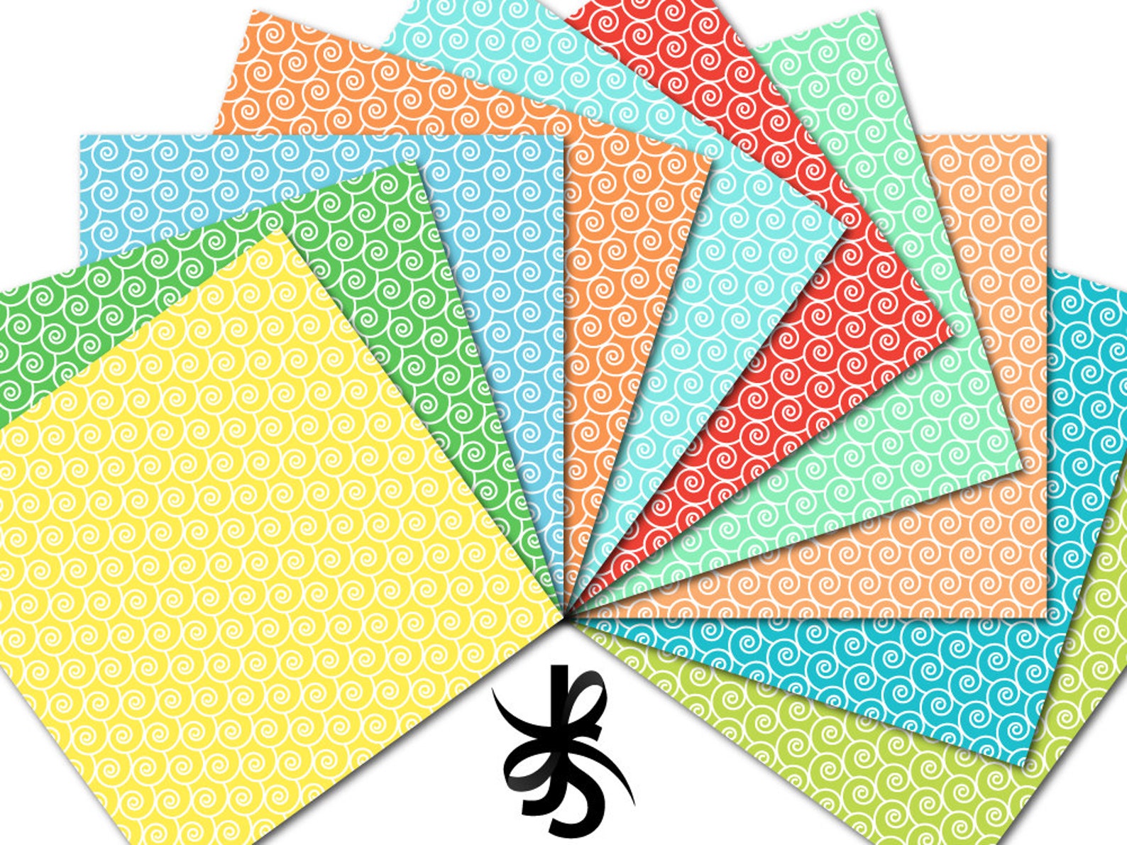 Swirls-Springtime-Digital Scrapbook Papers-Commercial | Etsy