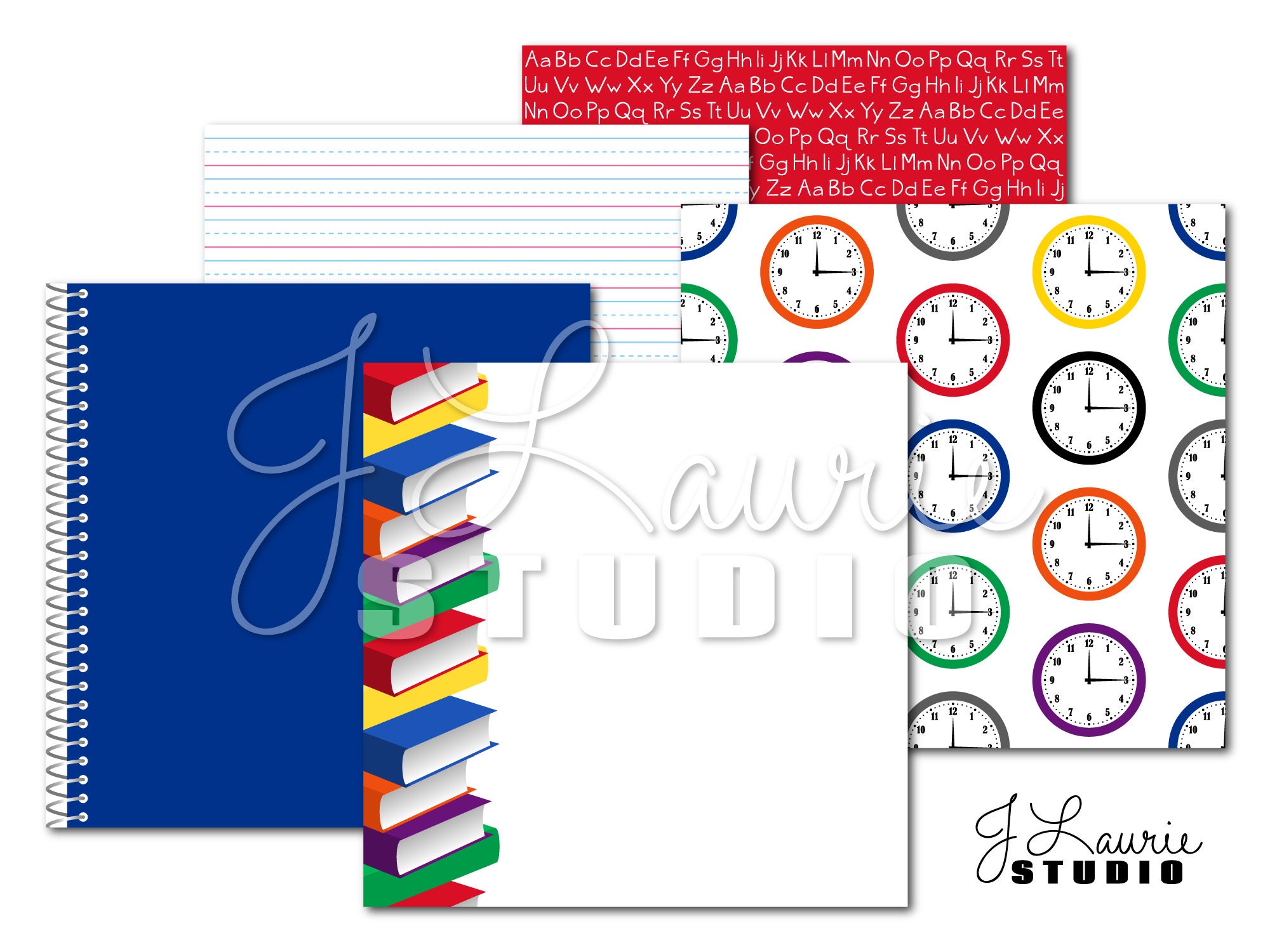 Back to School-digital Scrapbook Papers-commercial - Etsy