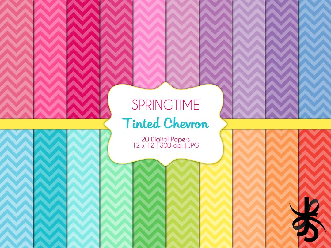 Tinted Chevron-springtime-digital Scrapbook Papers-commercial Use ...