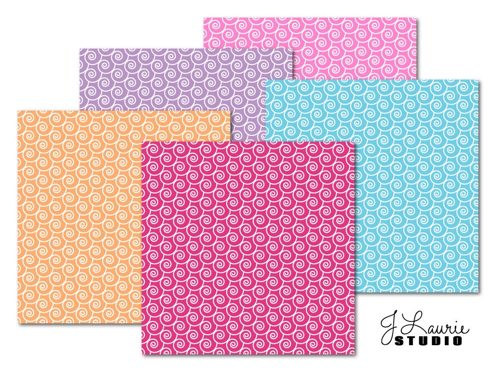 Swirls-Springtime-Digital Scrapbook Papers-Commercial | Etsy