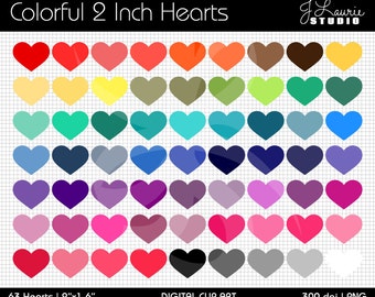 Digital Clipart-63 Colorful Hearts-bright Colors-instant - Etsy