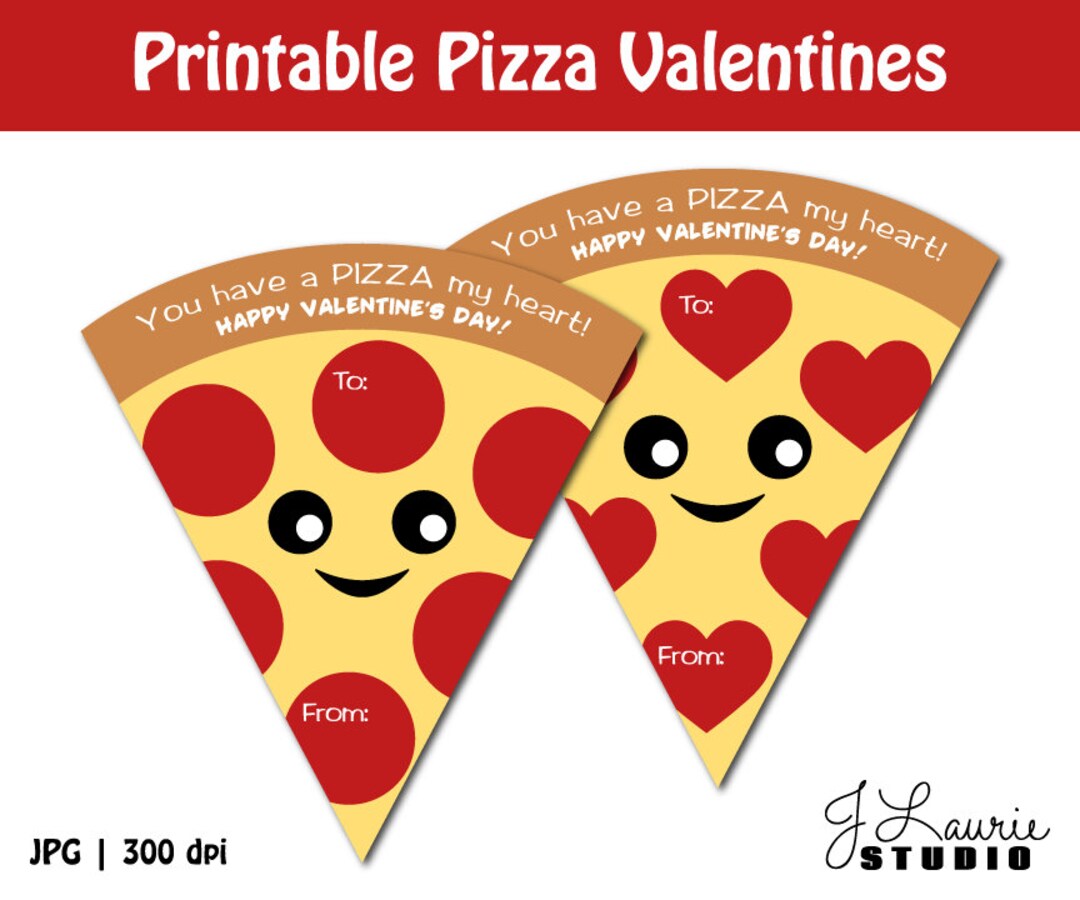 Digital Clipart-printable Pizza Valentines-printable Valentine Cards ...