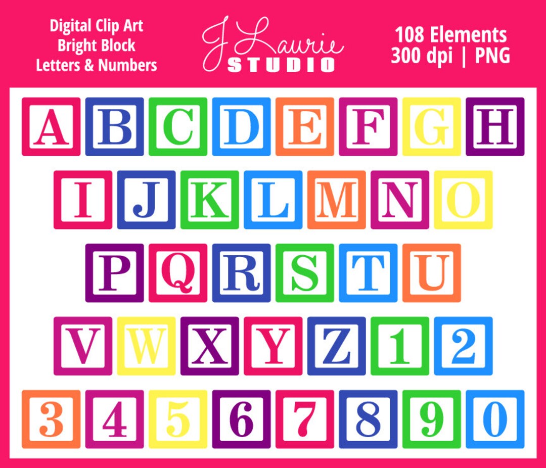 Bright Blocks Digital Alphabet Letters Clipart-baby Blocks-numbers ...