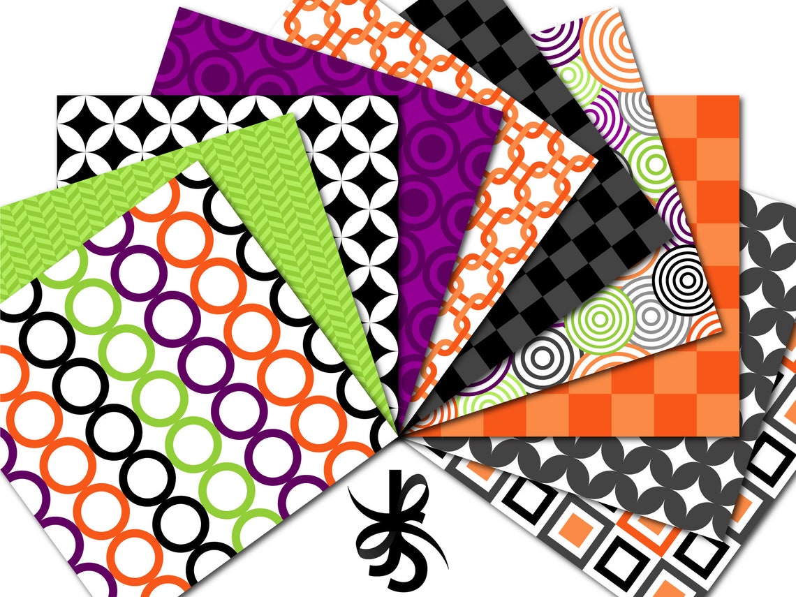 Mod Halloween-digital Scrapbook Papers-commercial Use-geometric ...