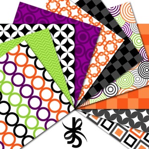 Mod Halloween-digital Scrapbook Papers-commercial Use-geometric ...