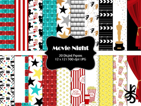 Movie Night-digital Scrapbook Papers-commercial - Etsy