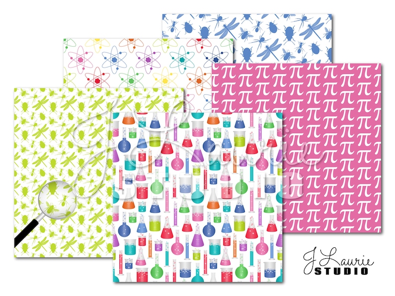 Science Fun-digital Scrapbook Papers-commercial - Etsy