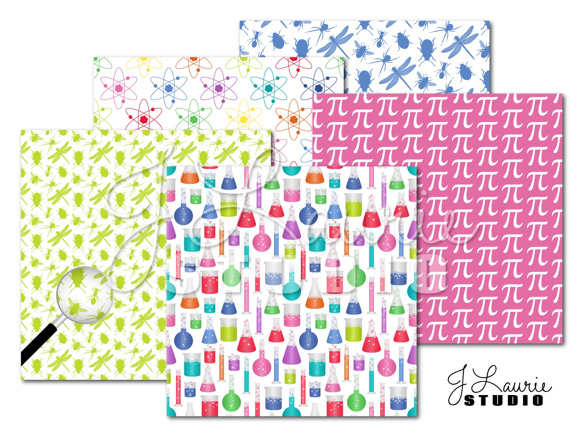 Science Fun-digital Scrapbook Papers-commercial - Etsy