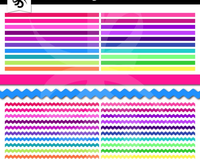 Digital Clipart Borders-summer Brights Borders-clipart Elements-zig Zag ...