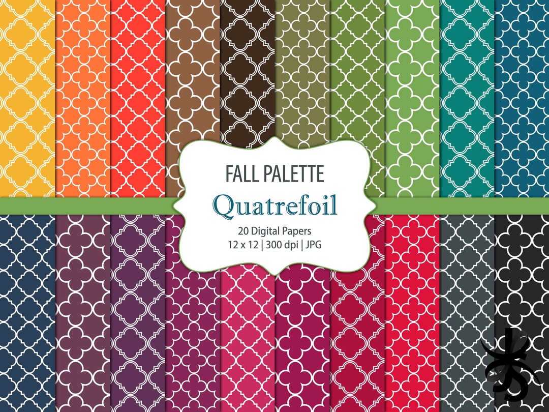 Quatrefoil-fall Colors-digital Scrapbook Papers-commercial Use-french ...