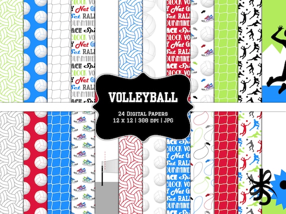 Volleyball-digital Scrapbook Papers-commercial Use-school | Etsy