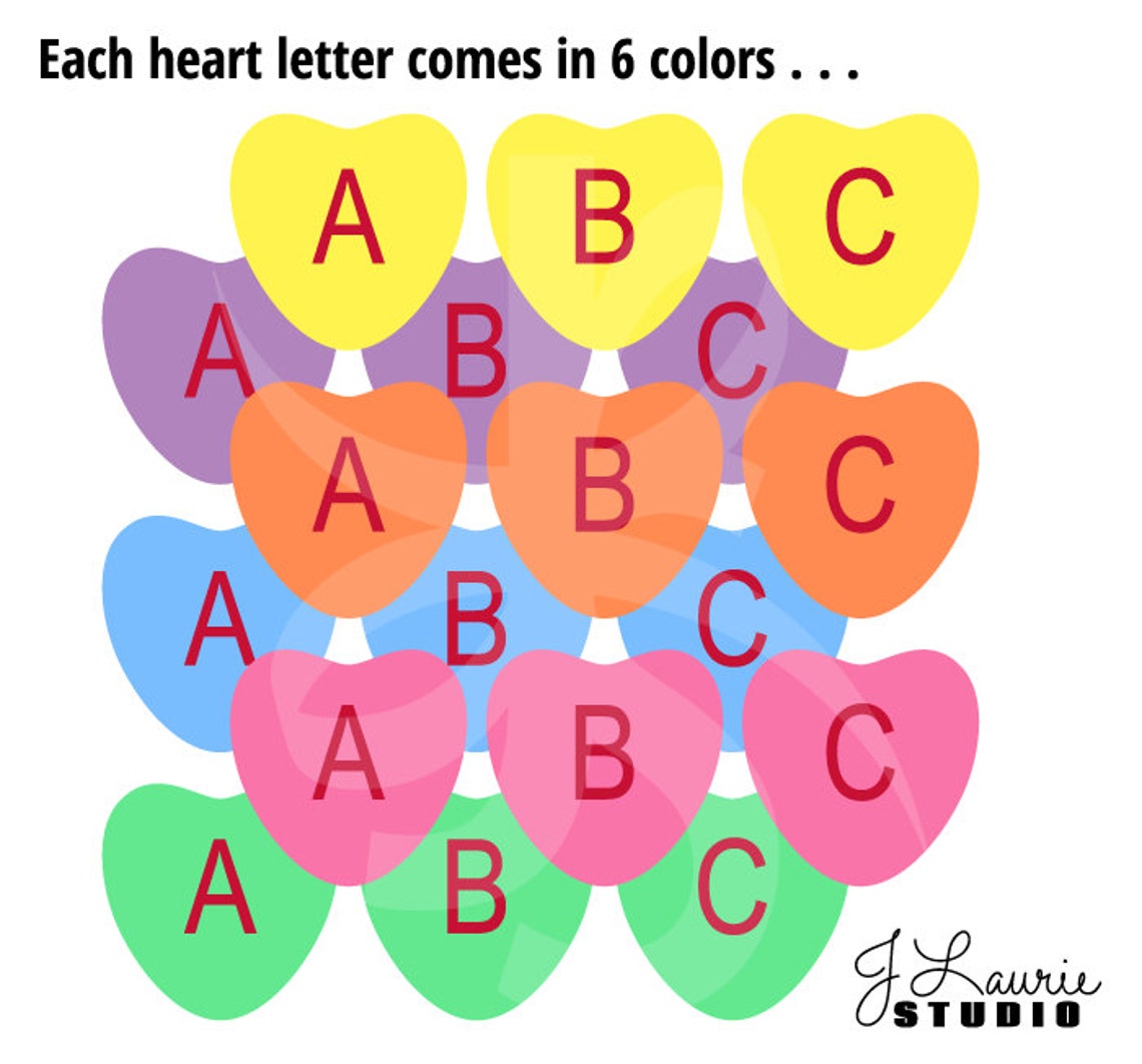 Digital Clipart Heart Letters-valentine Convo - Etsy