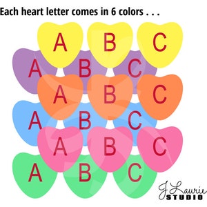 Digital Clipart Heart Letters-valentine Convo Hearts-conversation ...