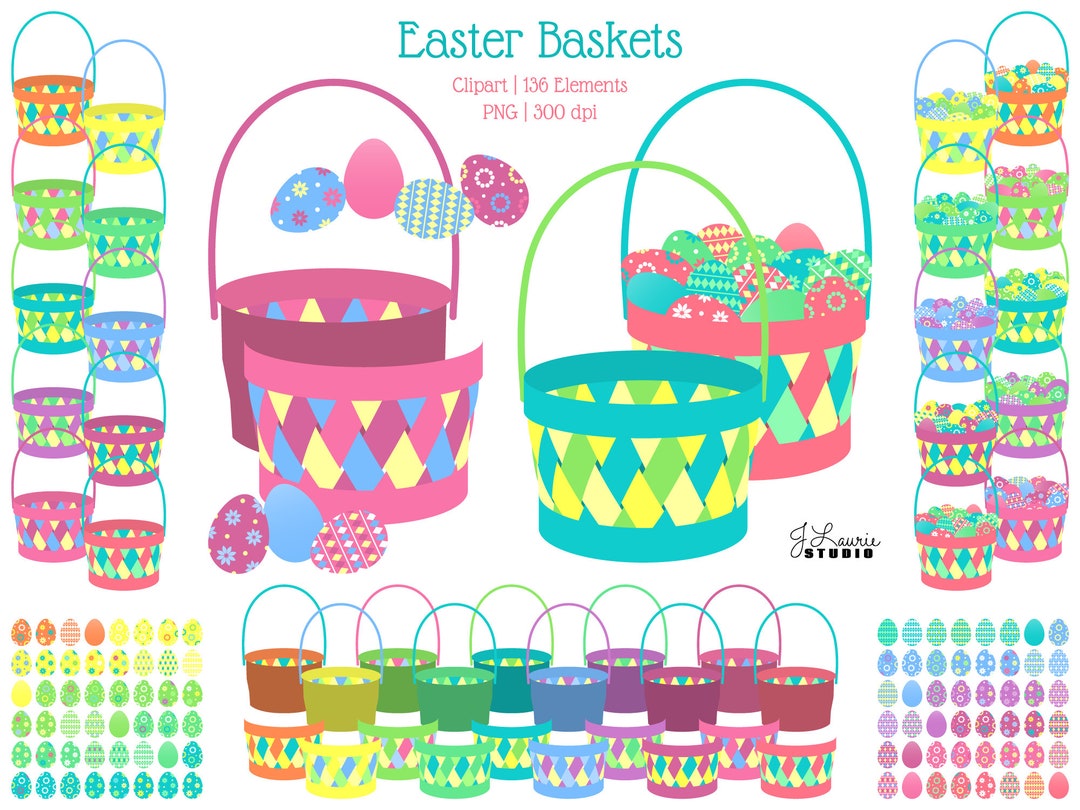 Easter Baskets-digital Clipart-commercial Use-png-layers-diy Baskets ...