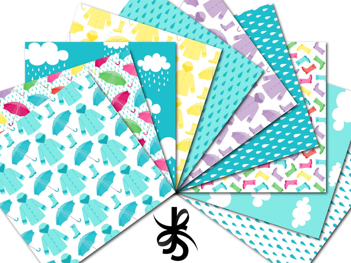 Rainy Day-digital Scrapbook Papers-commercial | Etsy