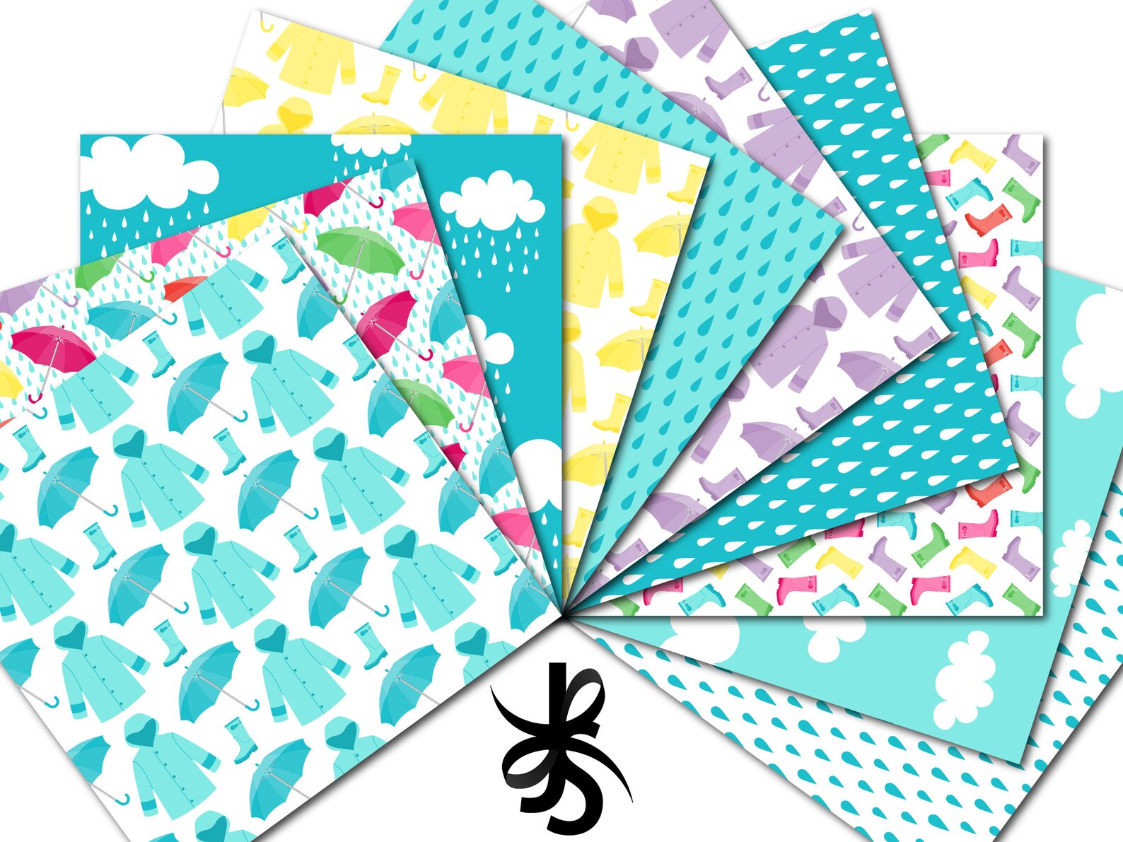 Rainy Day-digital Scrapbook Papers-commercial Use-rain-weather-spring ...