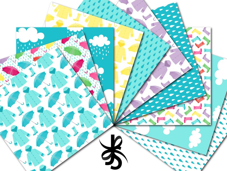 Rainy Day-digital Scrapbook Papers-commercial Use-rain-weather-spring ...