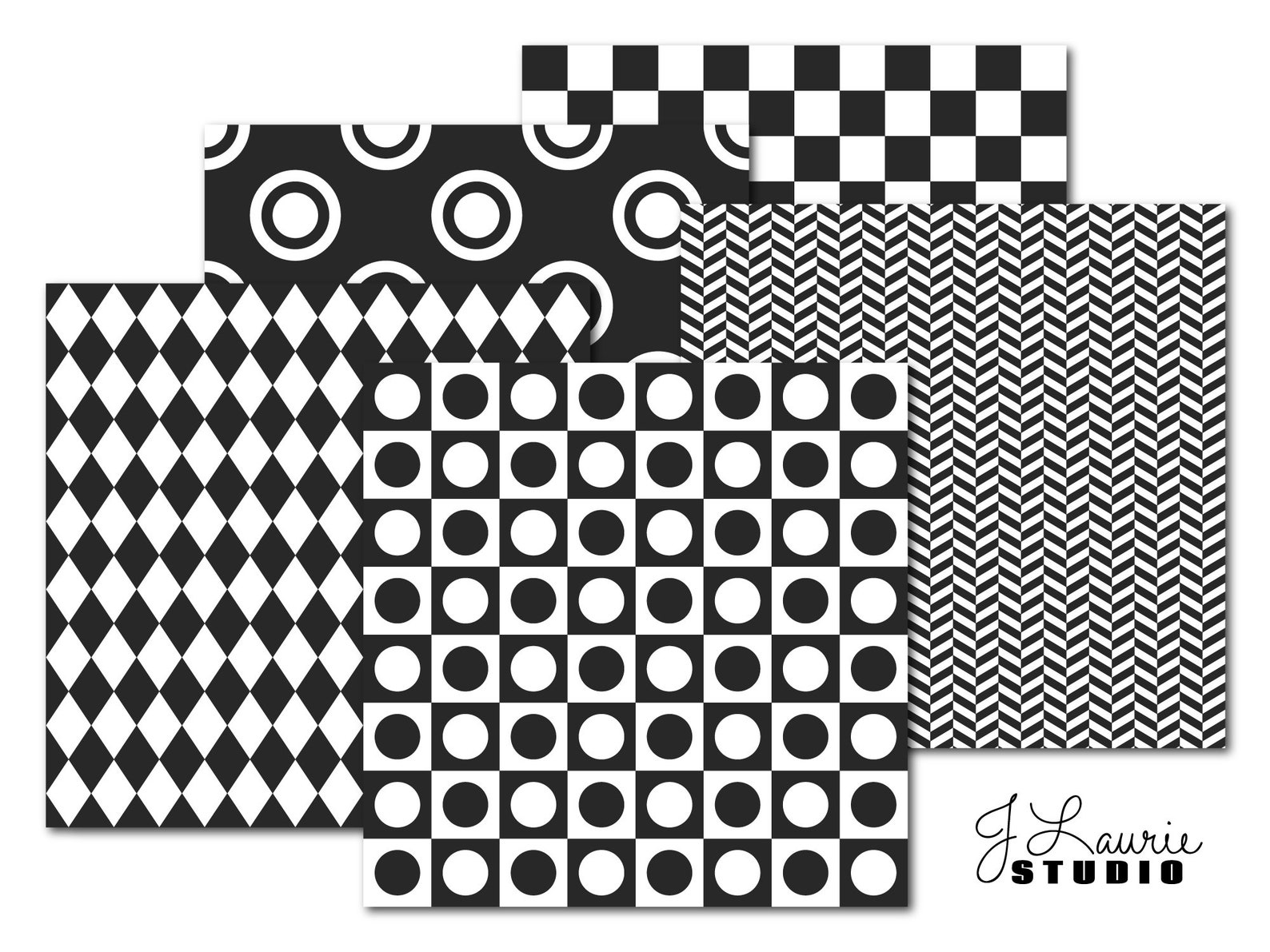 Mod Patterns-charcoal Gray-digital Scrapbook Papers-commercial - Etsy