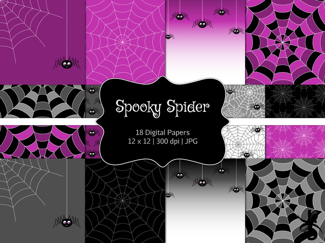Spooky Spider-halloween-digital Scrapbook Papers-commercial Use ...