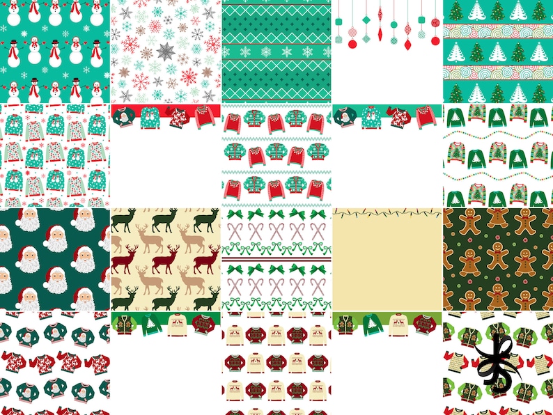 Ugly Christmas Sweaters-digital Scrapbook Papers-commercial Use-holiday ...