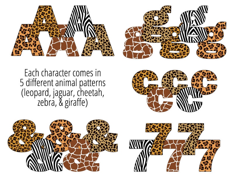 Digital Alphabet Letters Clipart-Animal Print-Zoo | Etsy