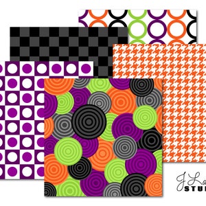 Mod Halloween-digital Scrapbook Papers-commercial Use-geometric ...