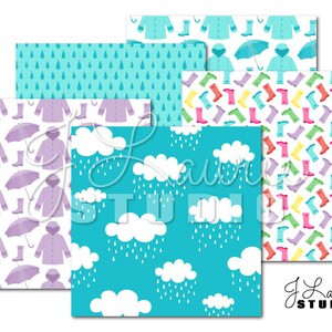 Rainy Day-digital Scrapbook Papers-commercial Use-rain-weather-spring ...