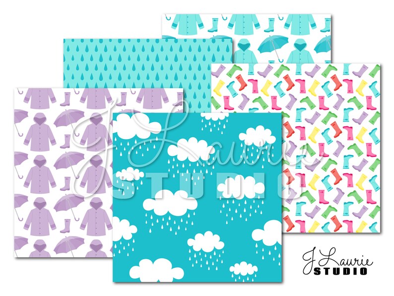 Rainy Day-digital Scrapbook Papers-commercial | Etsy