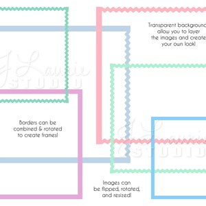 Pastel Digital Clipart Borders-clipart Elements-zig Zag-ric Rac-digital ...