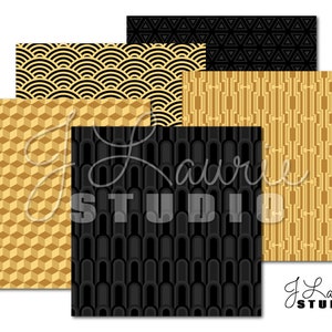 Art Deco-black and Gold-digital Scrapbook Papers-commercial Use ...