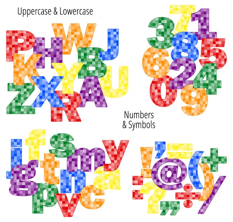 Digital Alphabet Letters Clipart Set-rainbow Pixels-pixel - Etsy