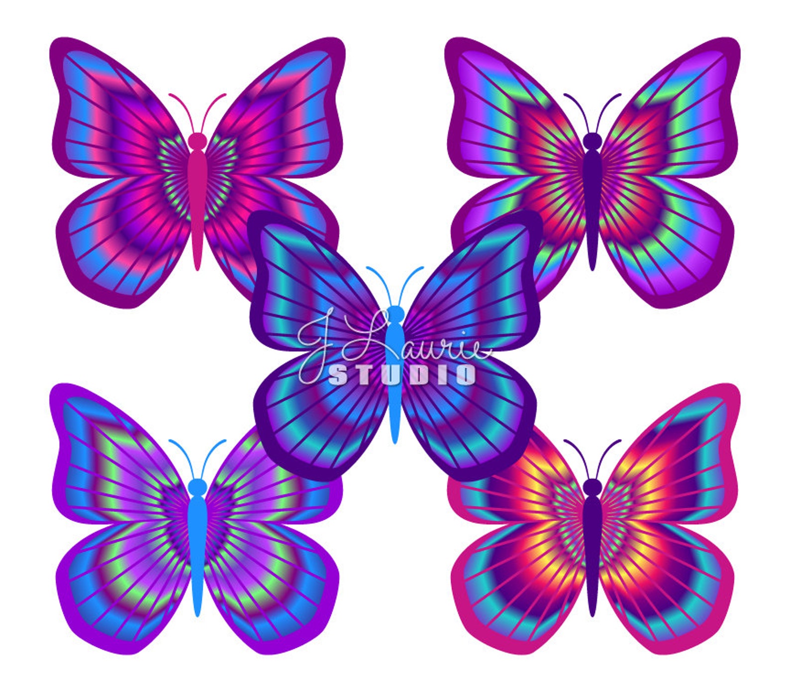 Digital Clipart Butterflies-tie-dye Butterflies-tie-dyed Clip Art ...
